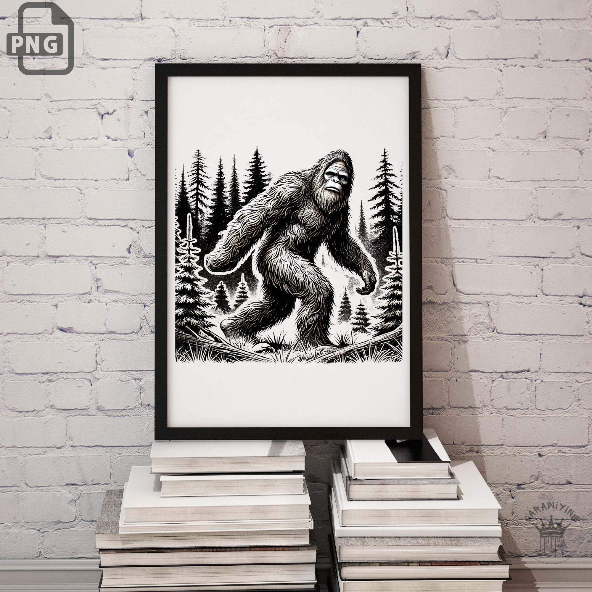 Bigfoot Artwork in a Midnight Forest – Bigfoot Poster (digital Download ...