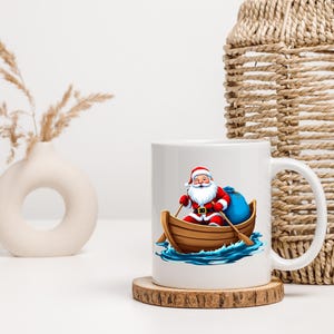 Cartoon Santa Rowing Boat – Santa Claus Clipart - Etsy