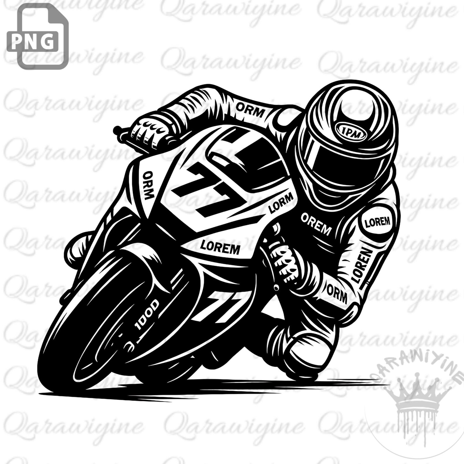 Racing Motorcycle Clipart: Sportbike Biker Art (PNG Digital Download ...