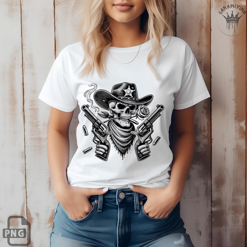 Cowboy Skull PNG: Sheriff Skeleton With Revolvers (digital Download) - Etsy