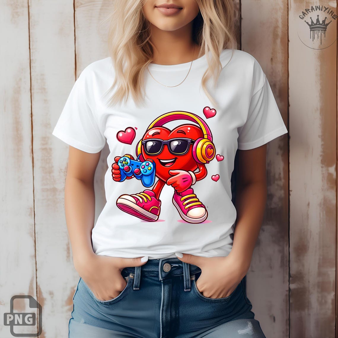 Gamer Heart Valentine PNG – Retro Groovy Clipart (digital Download - Etsy