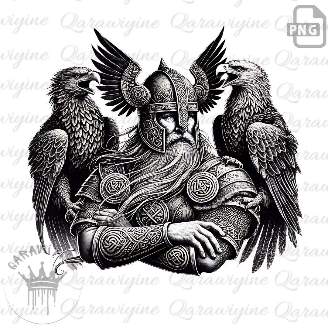 Odin Portrait PNG: Viking Art With Eagles (digital Download) - Etsy