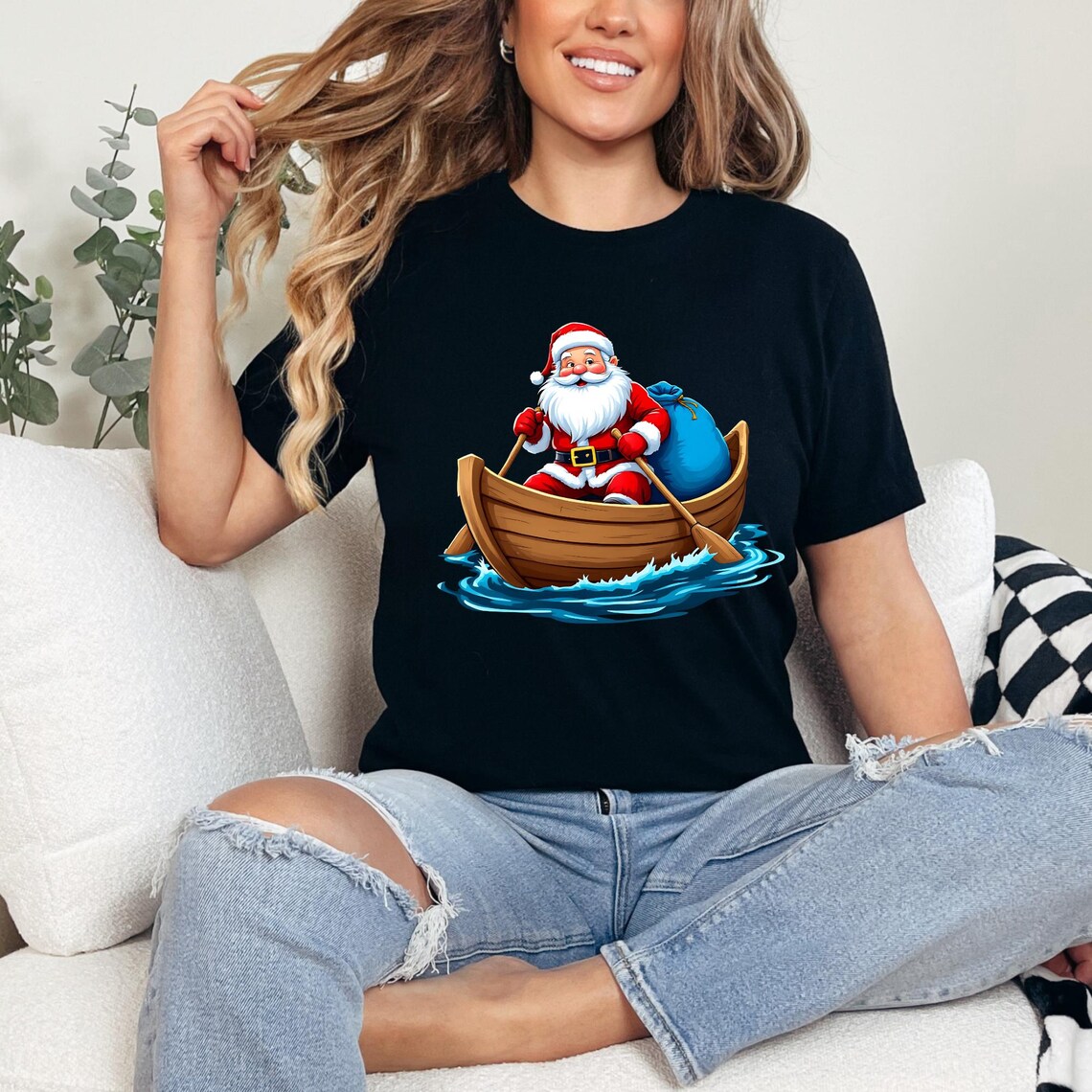Cartoon Santa Rowing Boat – Santa Claus Clipart - Etsy