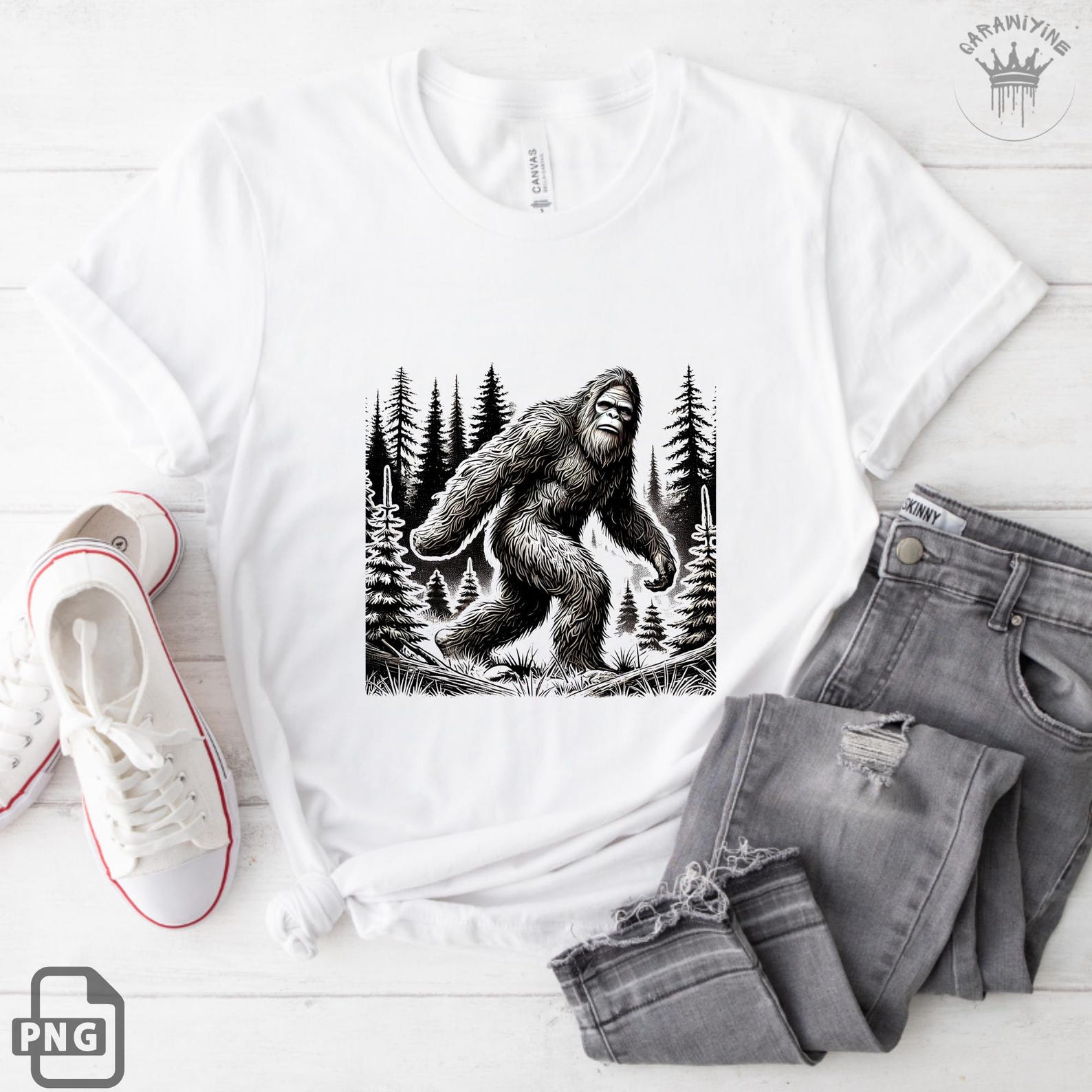 Bigfoot Artwork in a Midnight Forest – Bigfoot Poster (digital Download ...