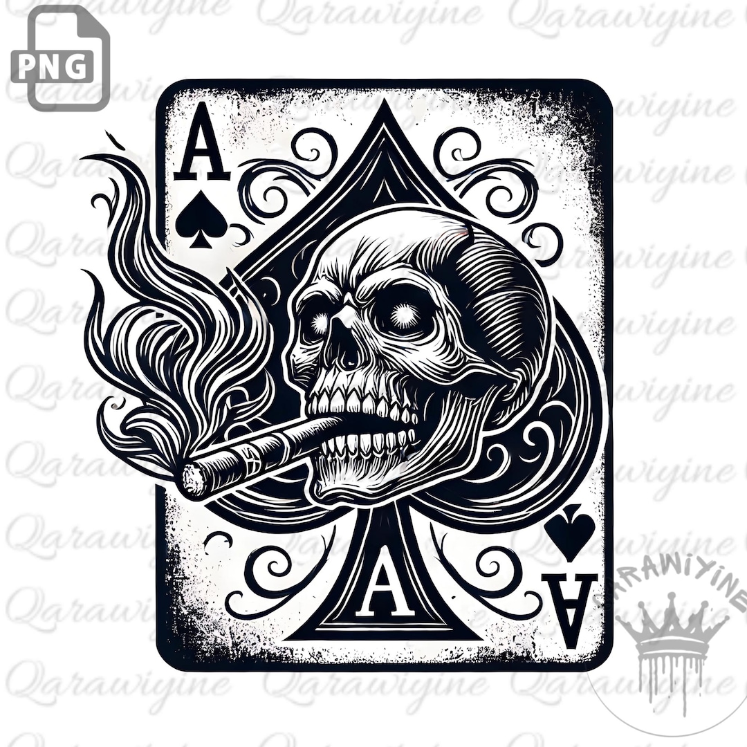 Ace of Spades Skull PNG: Poker Clipart for Laser Cutting (digital ...