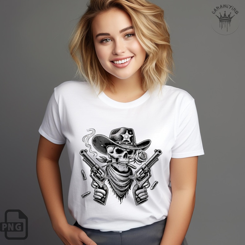 Cowboy Skull PNG: Sheriff Skeleton With Revolvers (digital Download) - Etsy