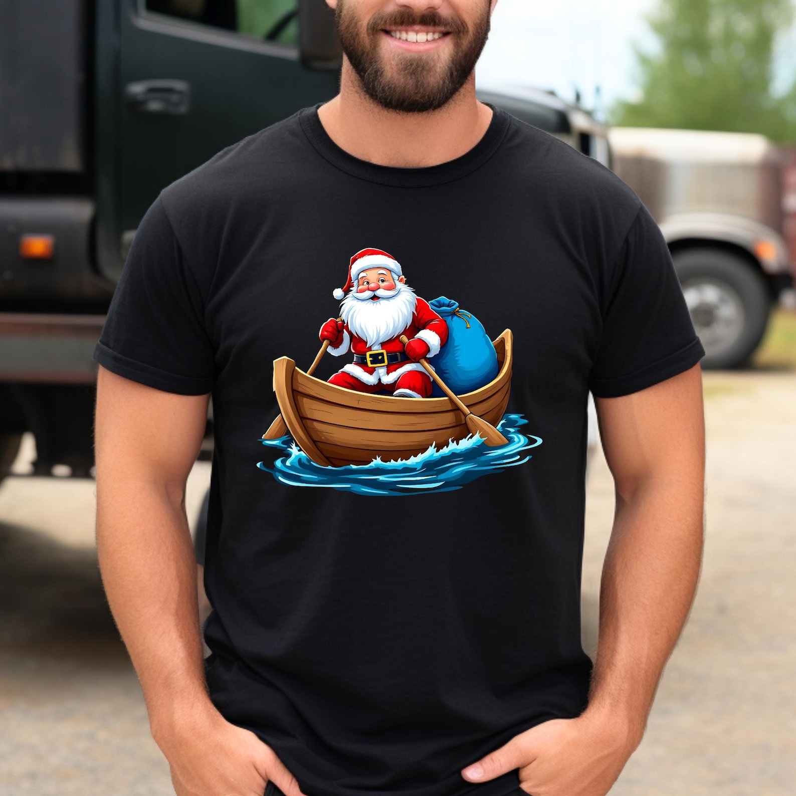 Cartoon Santa Rowing Boat – Santa Claus Clipart - Etsy