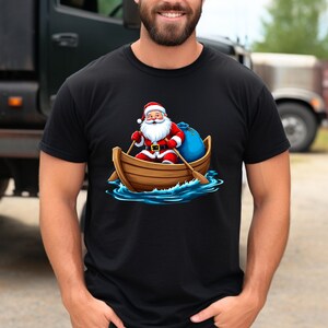 Cartoon Santa Rowing Boat Santa Claus Illustration - Etsy