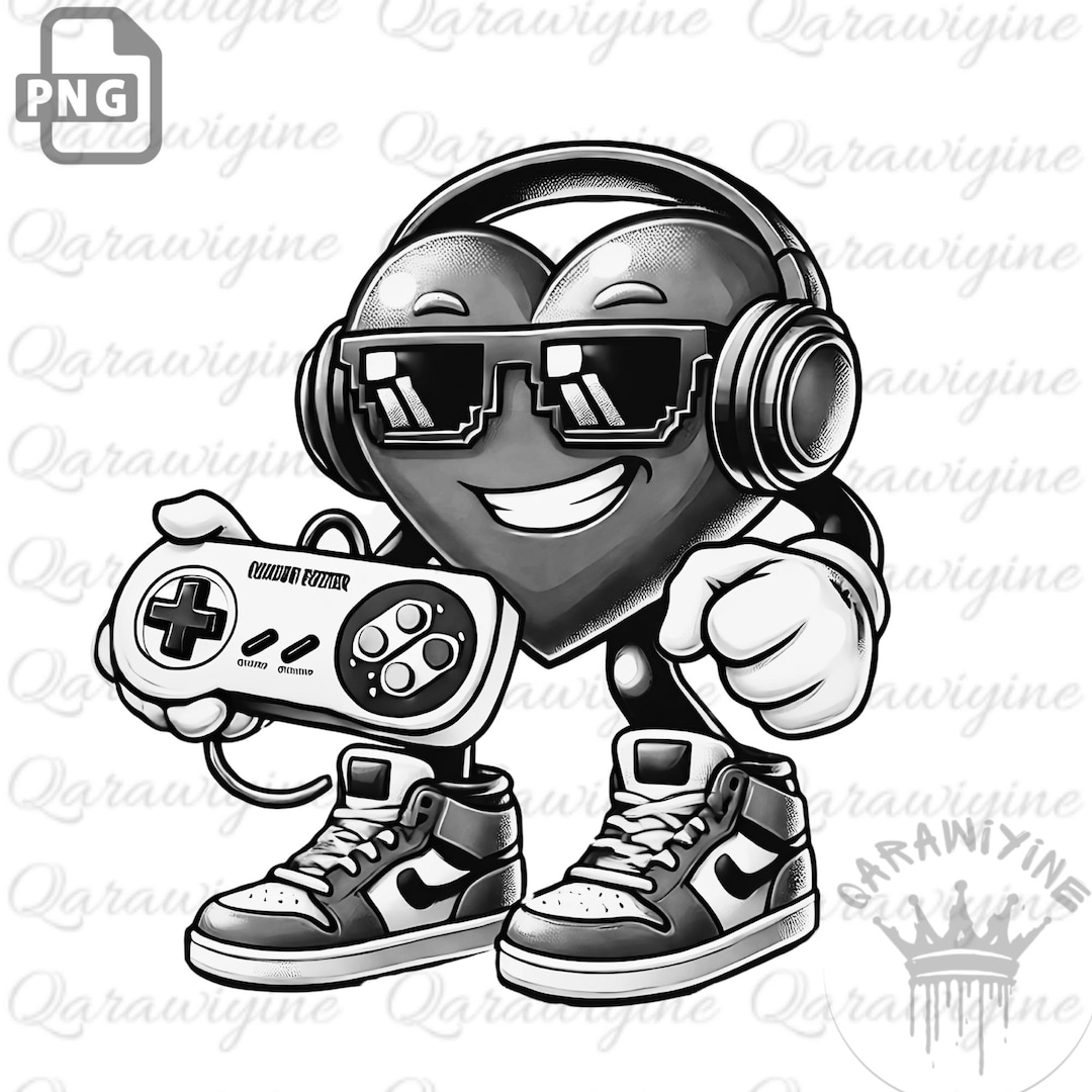 Gaming Heart PNG – Retro Gaming Valentine Clipart, Gamer Valentine Gift ...