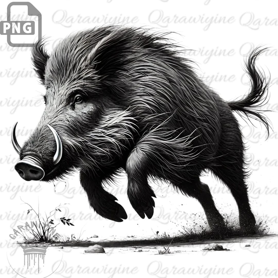 Wild Boar PNG: Hunting Clipart, Wildlife Art (digital Download 300 DPI ...