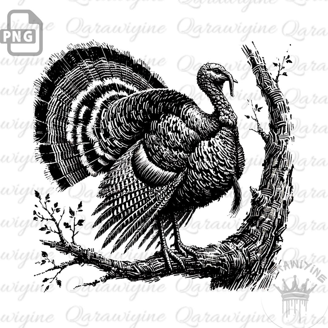 Rustic Wild Turkey Art – Hunting Silhouette PNG, Sticker & Print for ...