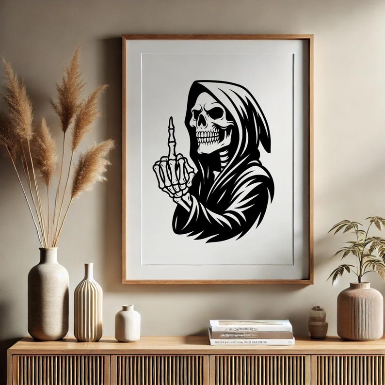 Grim Reaper Middle Finger PNG: Streetwear Skeleton Clip Art (digital ...