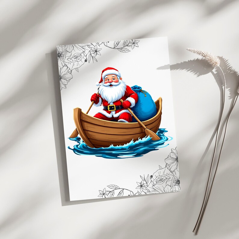 Cartoon Santa Rowing Boat – Santa Claus Clipart - Etsy