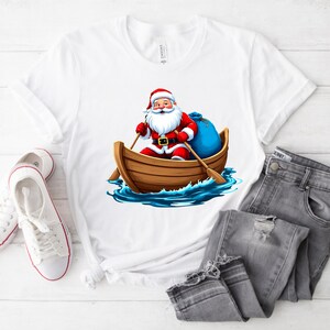 Cartoon Santa Rowing Boat Santa Claus Illustration - Etsy