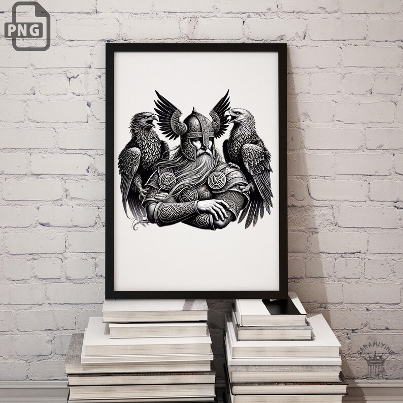 Odin Portrait PNG: Viking Art With Eagles (digital Download) - Etsy