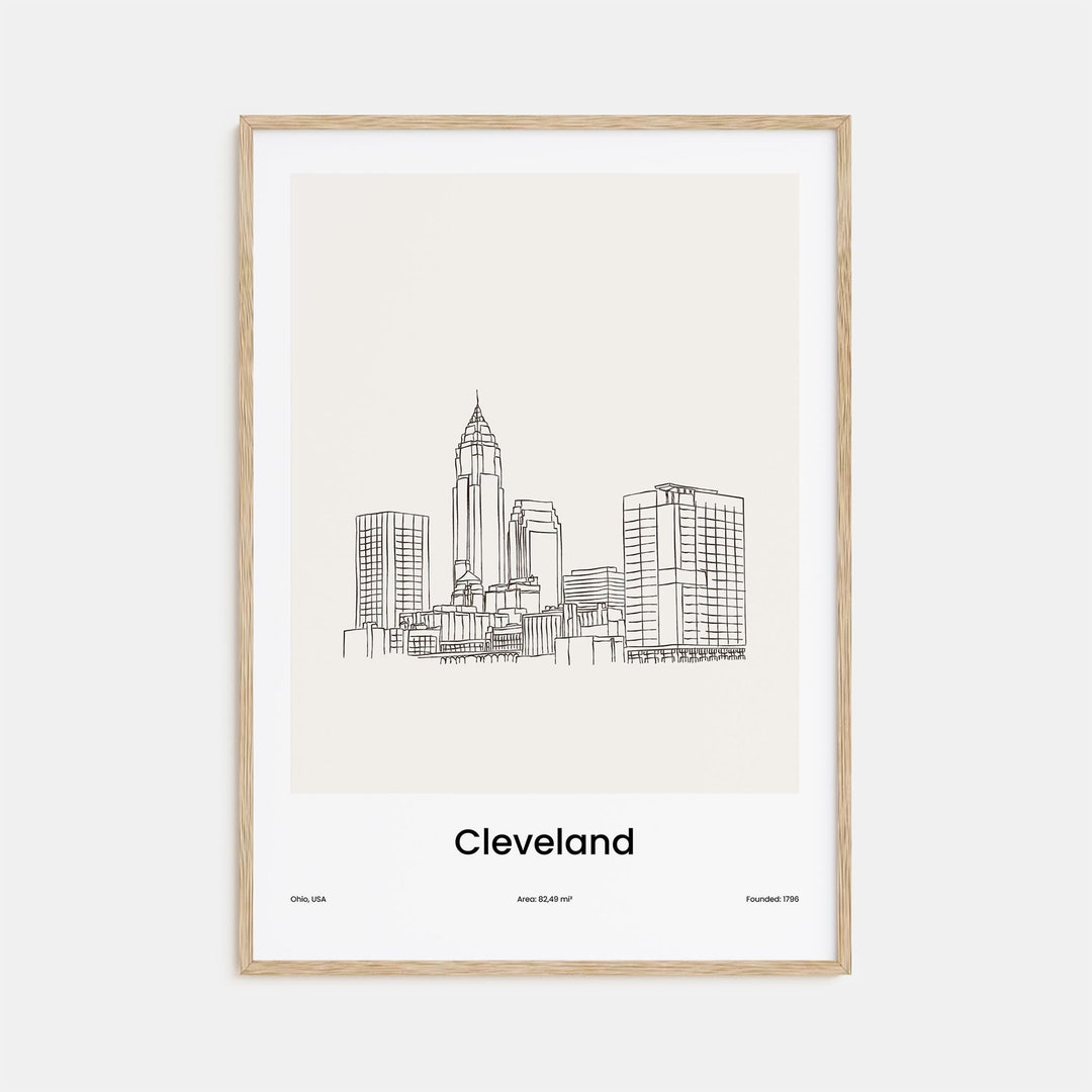 Cleveland One Line Drawn Print, Cleveland Wall Art, Cleveland Wall ...