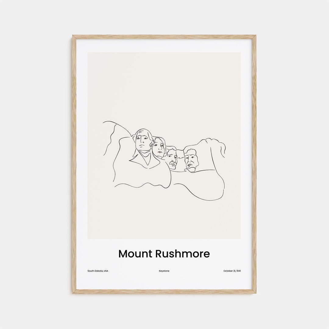Mount Rushmore One Line Drawn Print, Mount Rushmore Art, Mount Rushmore ...