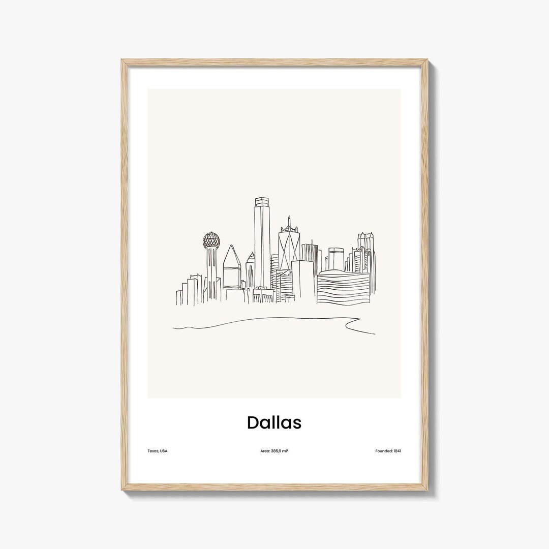 Dallas Line Art Print, Lone Star State Poster, Texas Wall Art, USA ...
