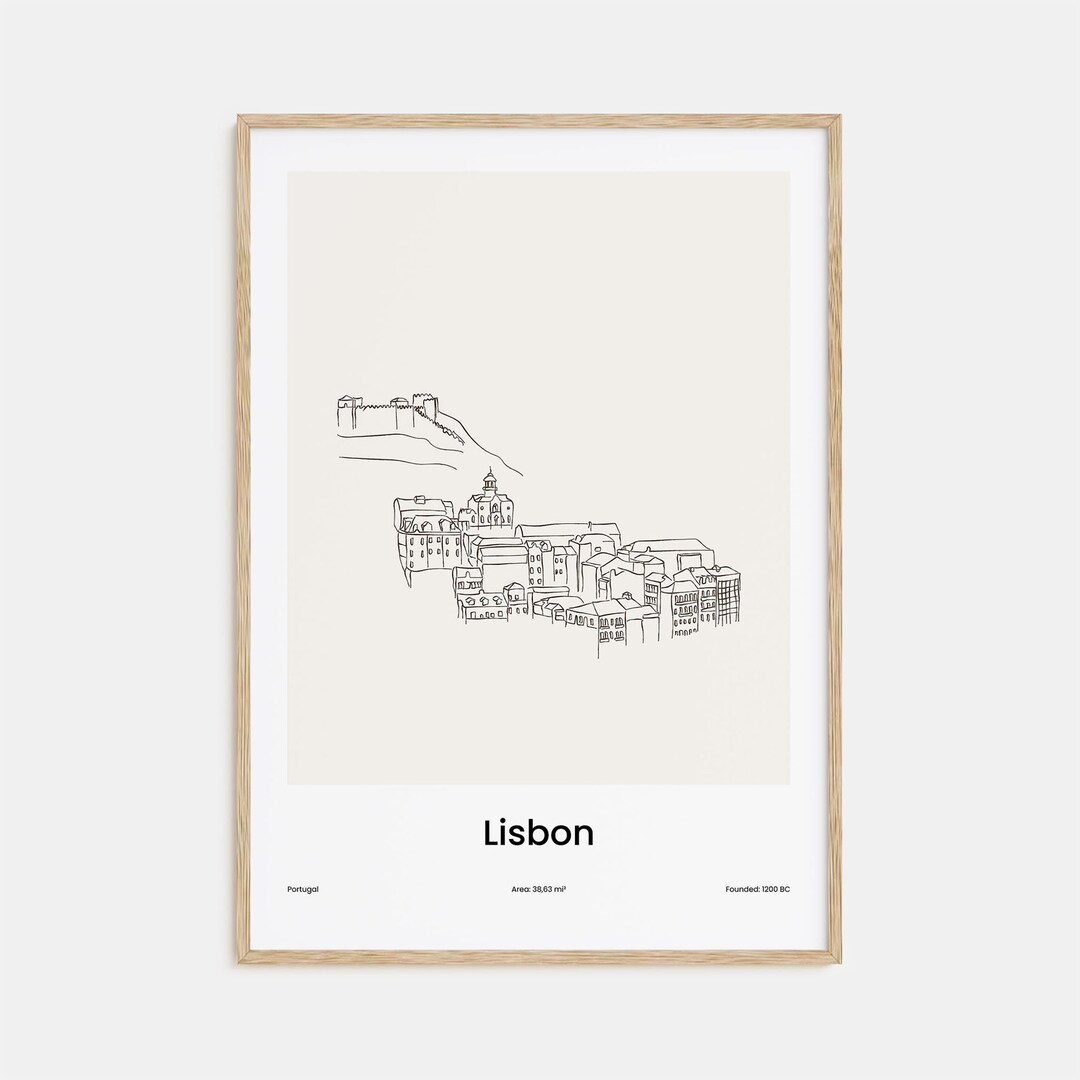 Lisbon Print, Lisbon Wall Art, Lisbon Wall Decor, Lisbon Travel Poster, City Map, One Line Draw ...