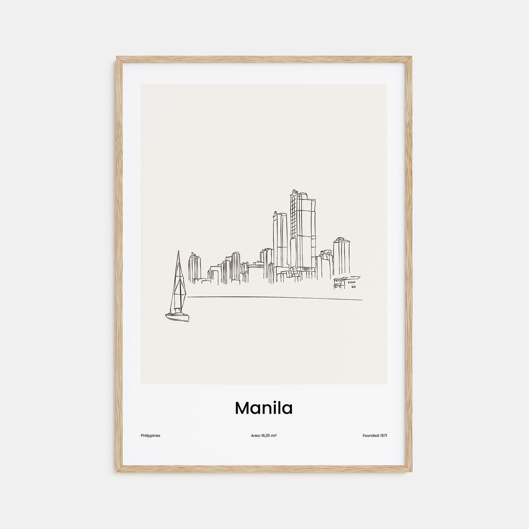 Manila One Line Drawn Print, Manila Wall Art, Manila Wall Decor, Manila ...