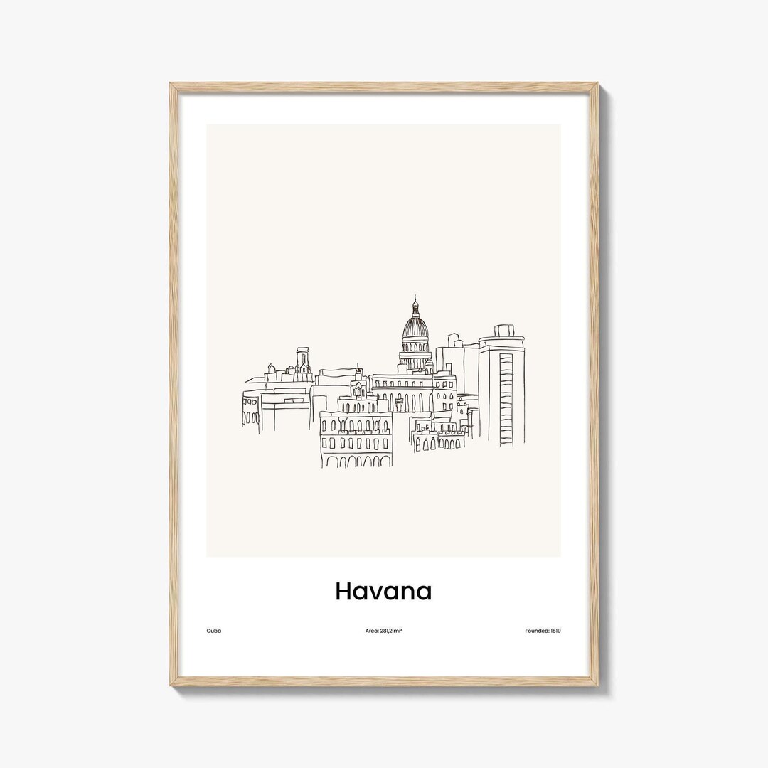 Havana Line Art Print, Cuba Capitol Poster, Cuban Wall Art, La Habana ...