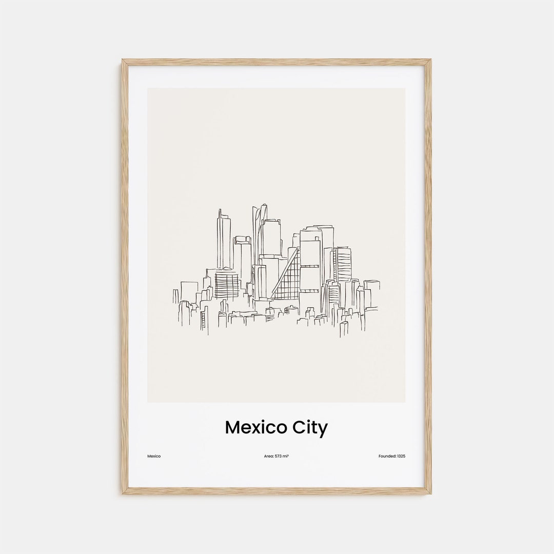 Mexico City One Line Drawn Print, Mexico City Art, Mexico City Wall ...