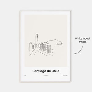Santiago De Chile One Line Drawn Print, Santiago Wall Art, Santiago ...