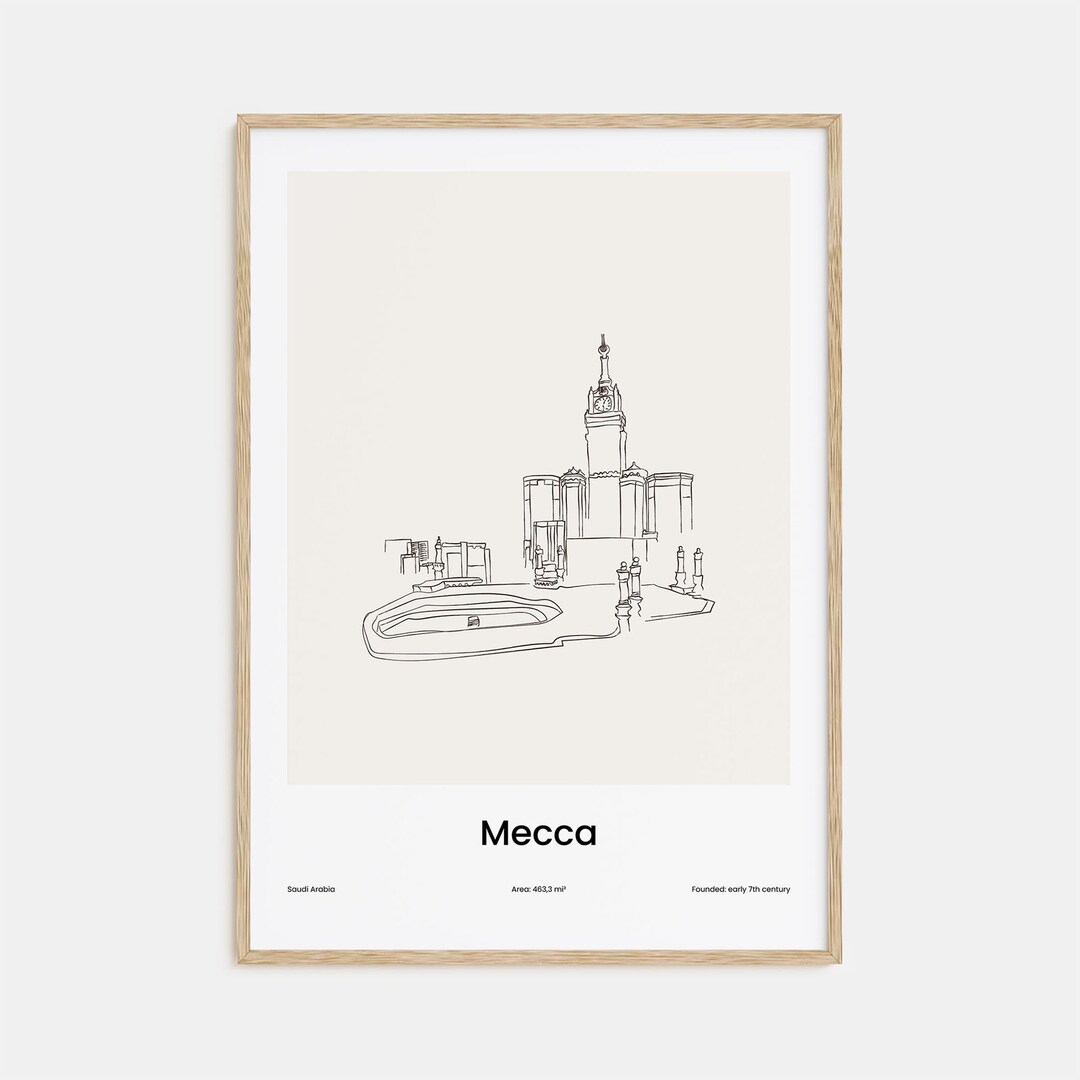 Mecca One Line Drawn Print, Mecca Wall Art, Mecca Wall Decor, Mecca ...