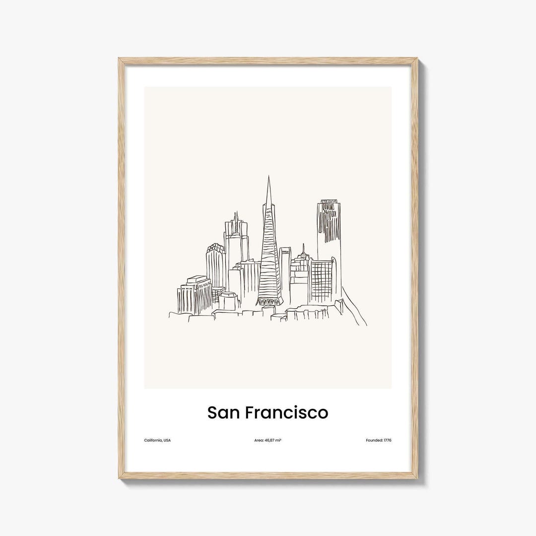San Francisco Line Art Print, Golden Gate Poster, California Wall Art ...