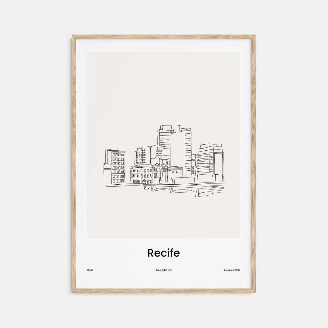 Recife One Line Drawn Print, Recife Wall Art, Recife Wall Decor, Recife ...