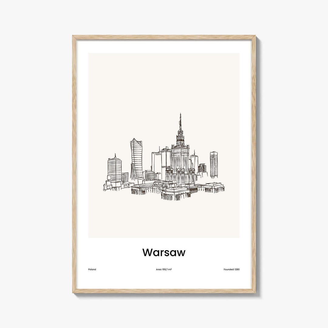 Warsaw Line Art Print, Palace of Culture Poster, Polska Wall Art ...