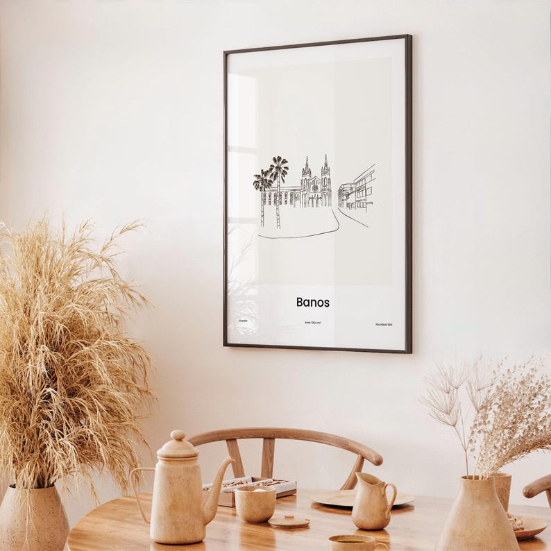 Baños Line Art Print, Ecuador Basilica Poster, Ecuador Wall Art ...