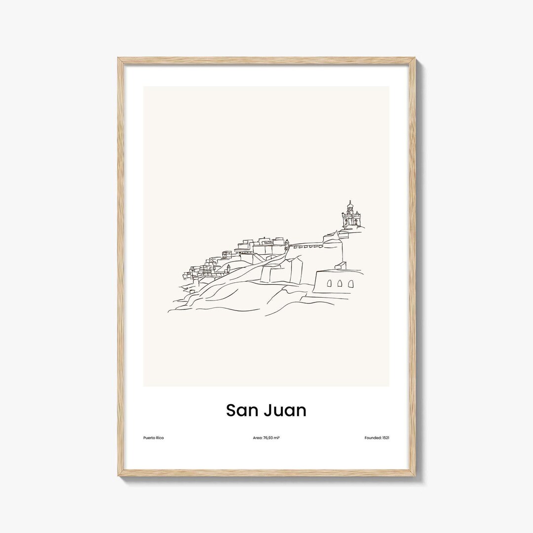 San Juan Line Art Print, El Morro Poster, Puerto Rico Wall Art ...