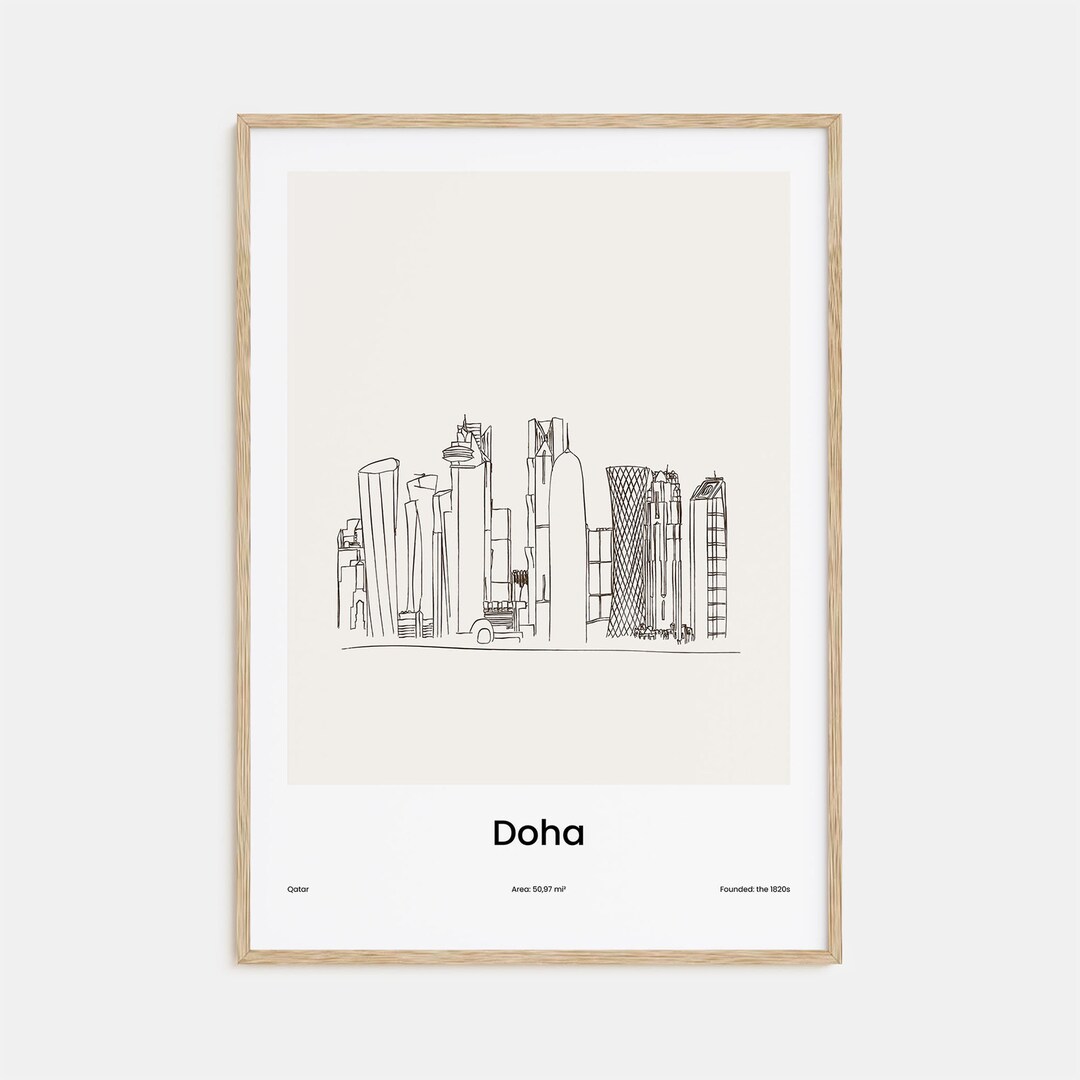 Doha One Line Drawn Print, Doha Wall Art, Doha Wall Decor, Doha Travel ...
