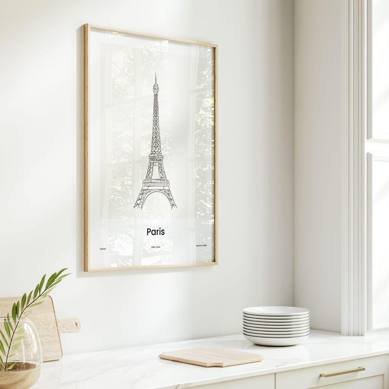Paris Line Art Print, Eiffel Tower Poster, France Wall Art, Tour Eiffel Drawing Decor - Etsy