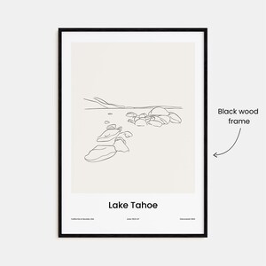 Lake Tahoe One Line Drawn Print, Lake Tahoe Wall Art, Lake Tahoe Wall ...