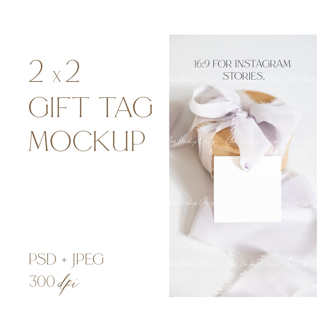 Square 2x2 Gift Tag Mockup,vertical Format for Instagram,favor Tag ...