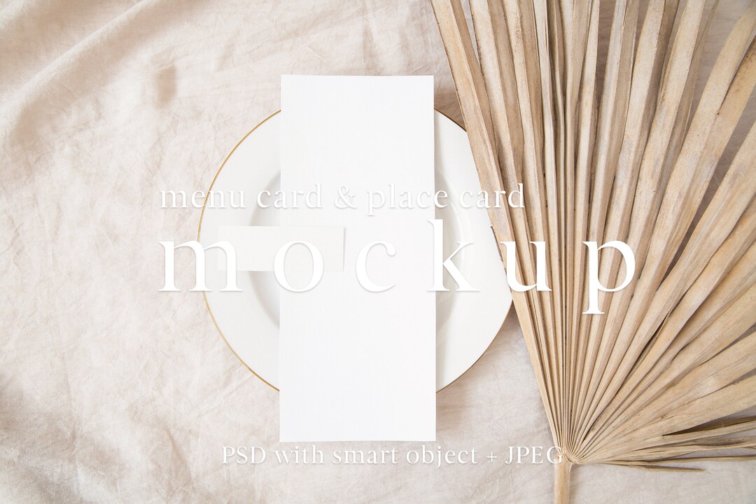 Wedding Menu 3.75x9 Card Mockup & Place 3x1 Card Mockup,name Card ...