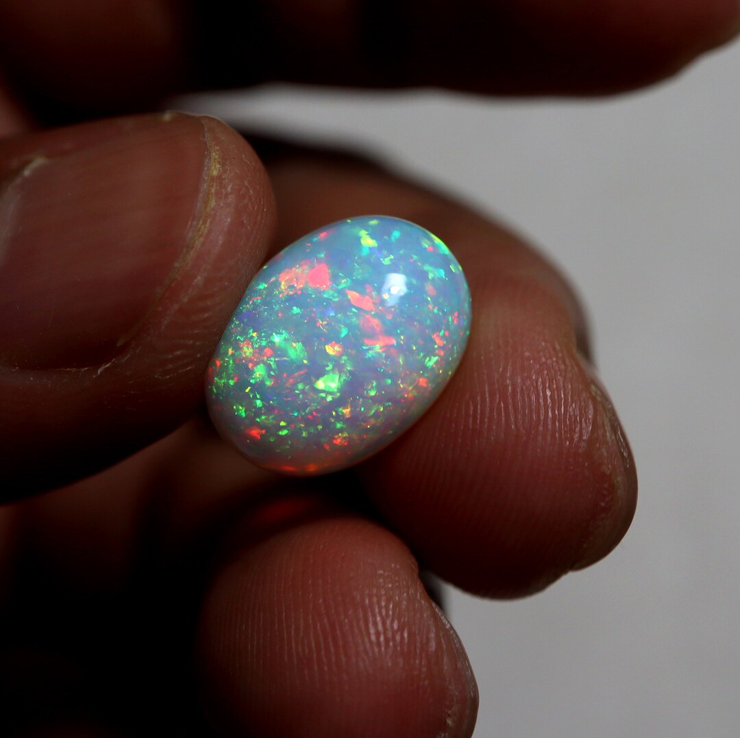 5.3 Cts 15x11.2x6.6 MM Natural AAAA Flashy Fire White Ethiopian Opal ...