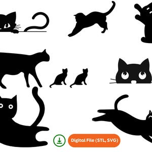 Cats STL, SVG File Pack / 25 Pieces Cat Figures / Decorative Wall Art ...