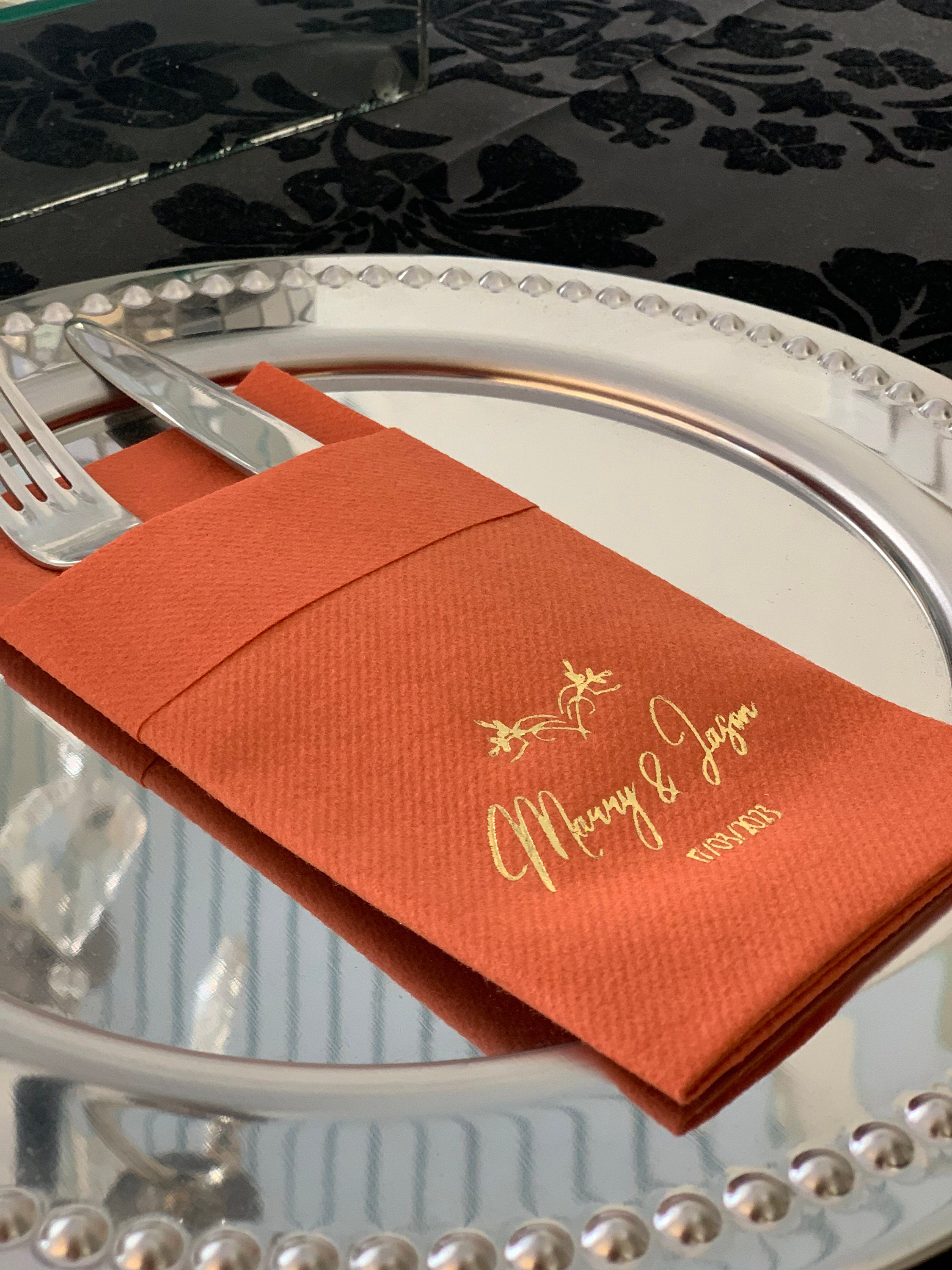 Personalized Pocket Napkins, Linen Feel, Wedding Disposable Cloth Like ...