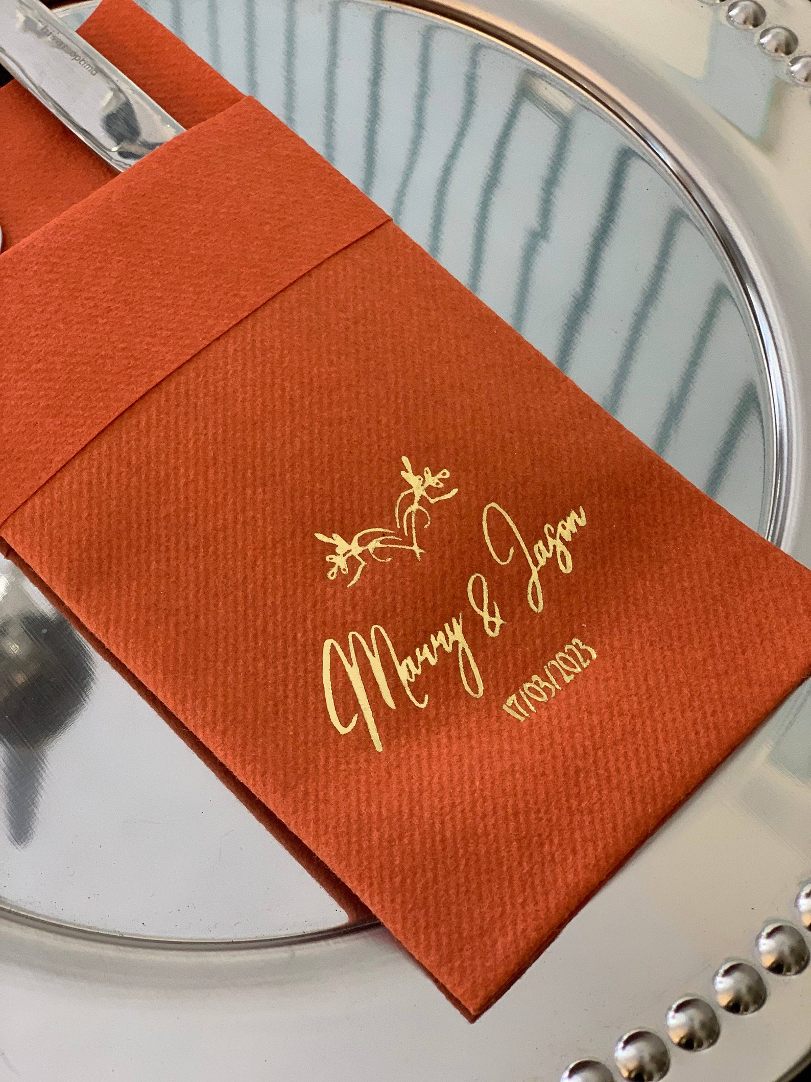 Personalized Pocket Napkins, Linen Feel, Wedding Disposable Cloth Like ...