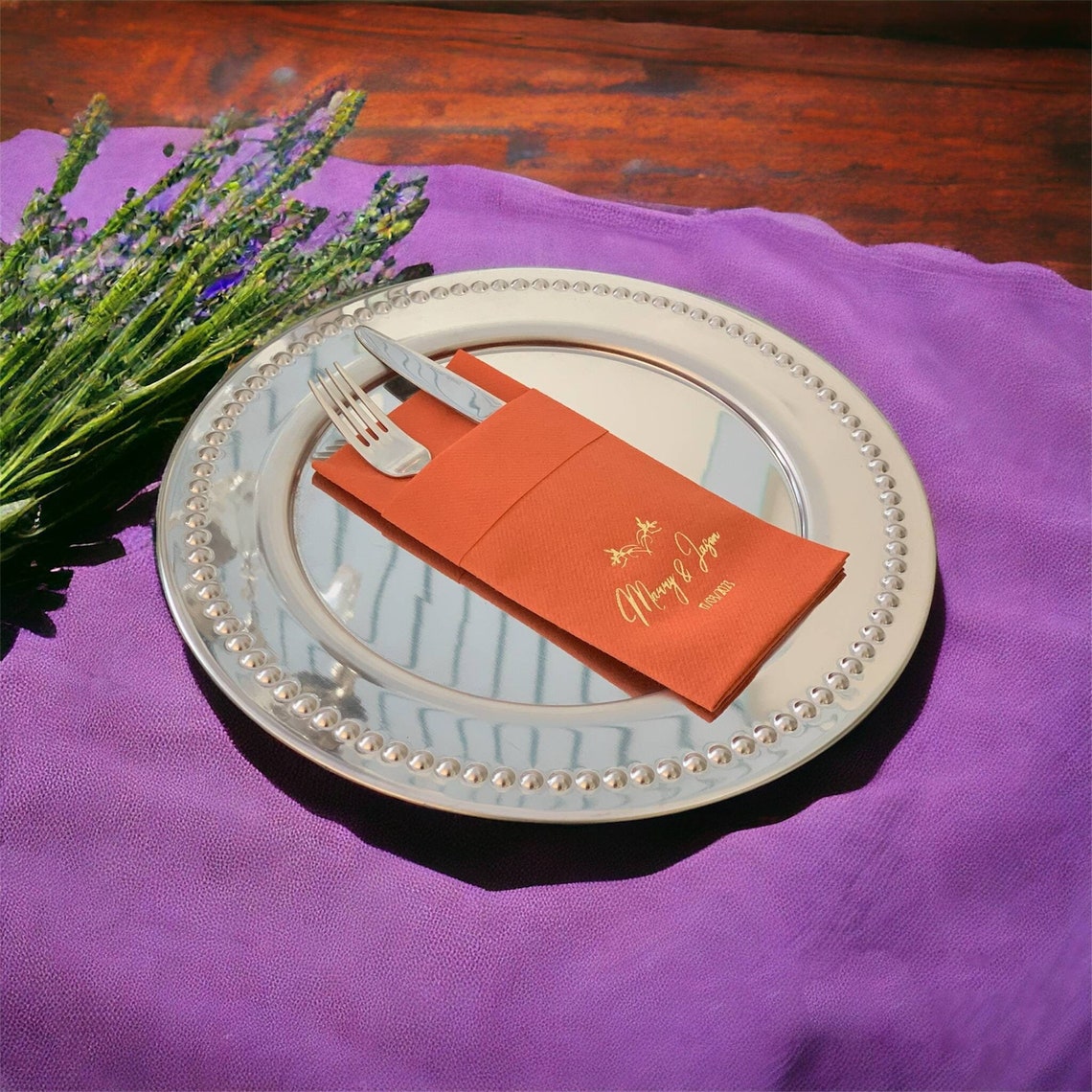 Personalized Pocket Napkins, Linen Feel, Wedding Disposable Cloth Like ...
