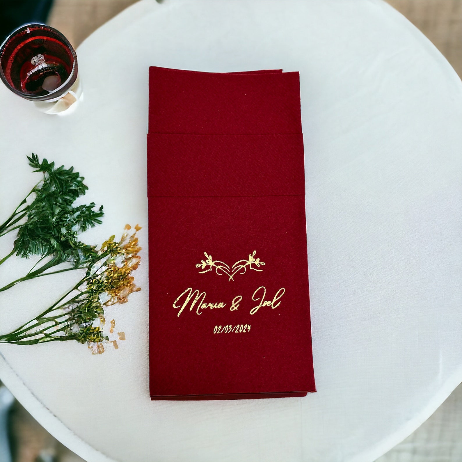 Personalized Pocket Napkins, Linen Feel, Wedding Disposable Cloth Like ...