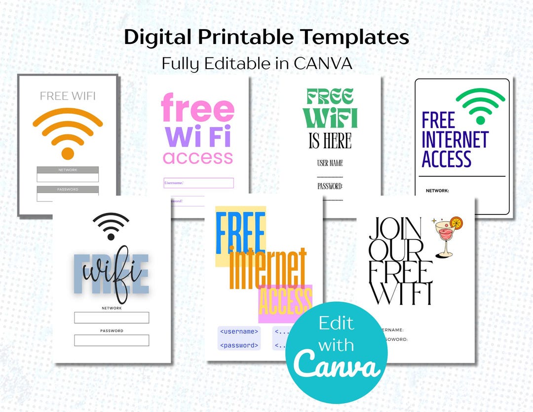 Customizable and Printable Wifi Sign Templates - Stay Connected in ...