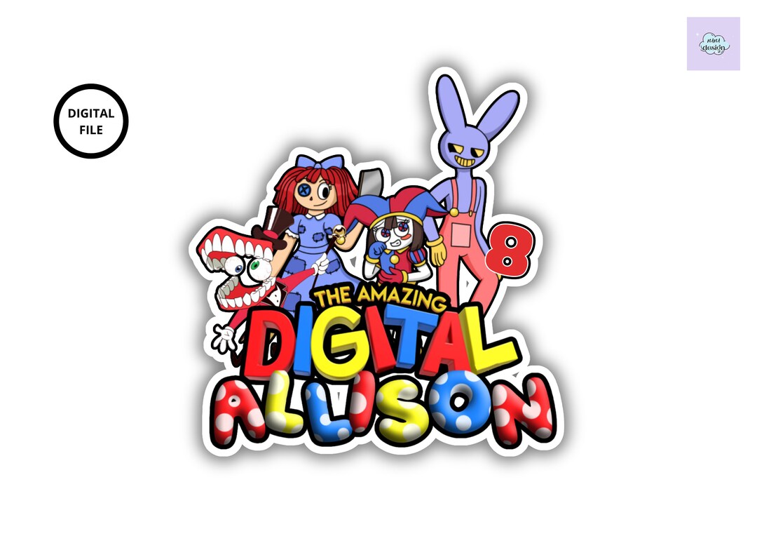 DIGITAL CIRCUS Printable Cake Topper Customizable Digital Circus ...