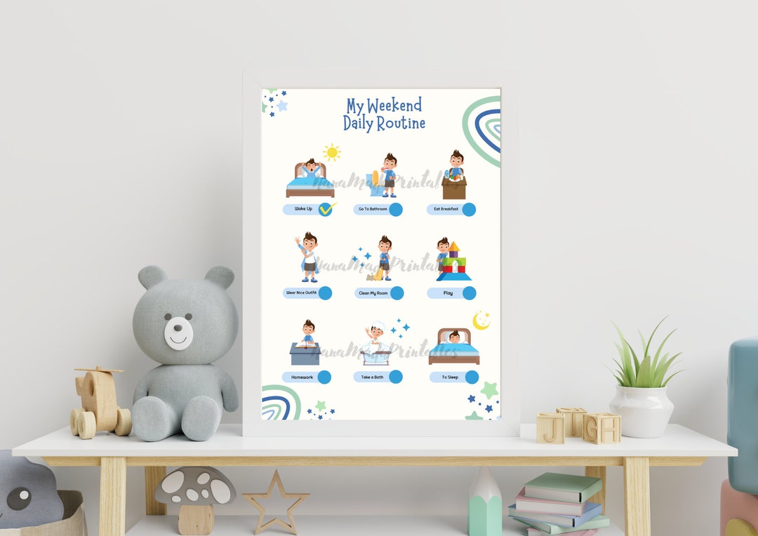 Kids Weekend Daily Routine Routine Printable Healthy Habits for Boy - Etsy