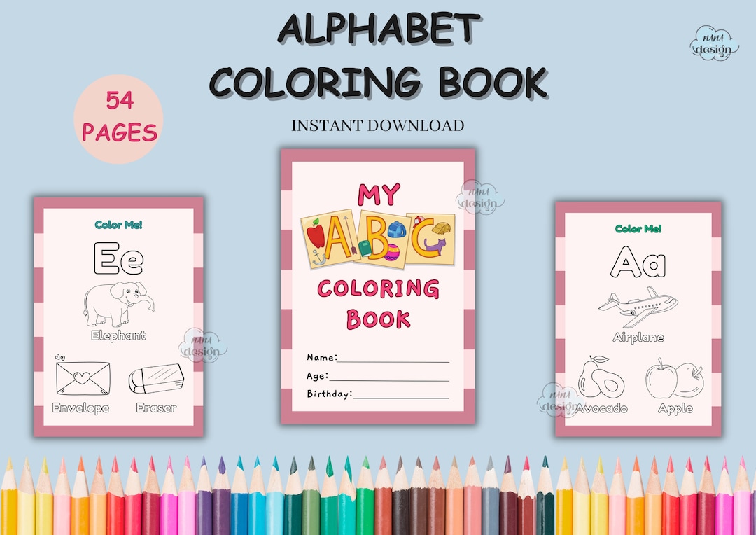 Printable ABC Coloring Book 54 Pages PDF Format for Preschool and ...