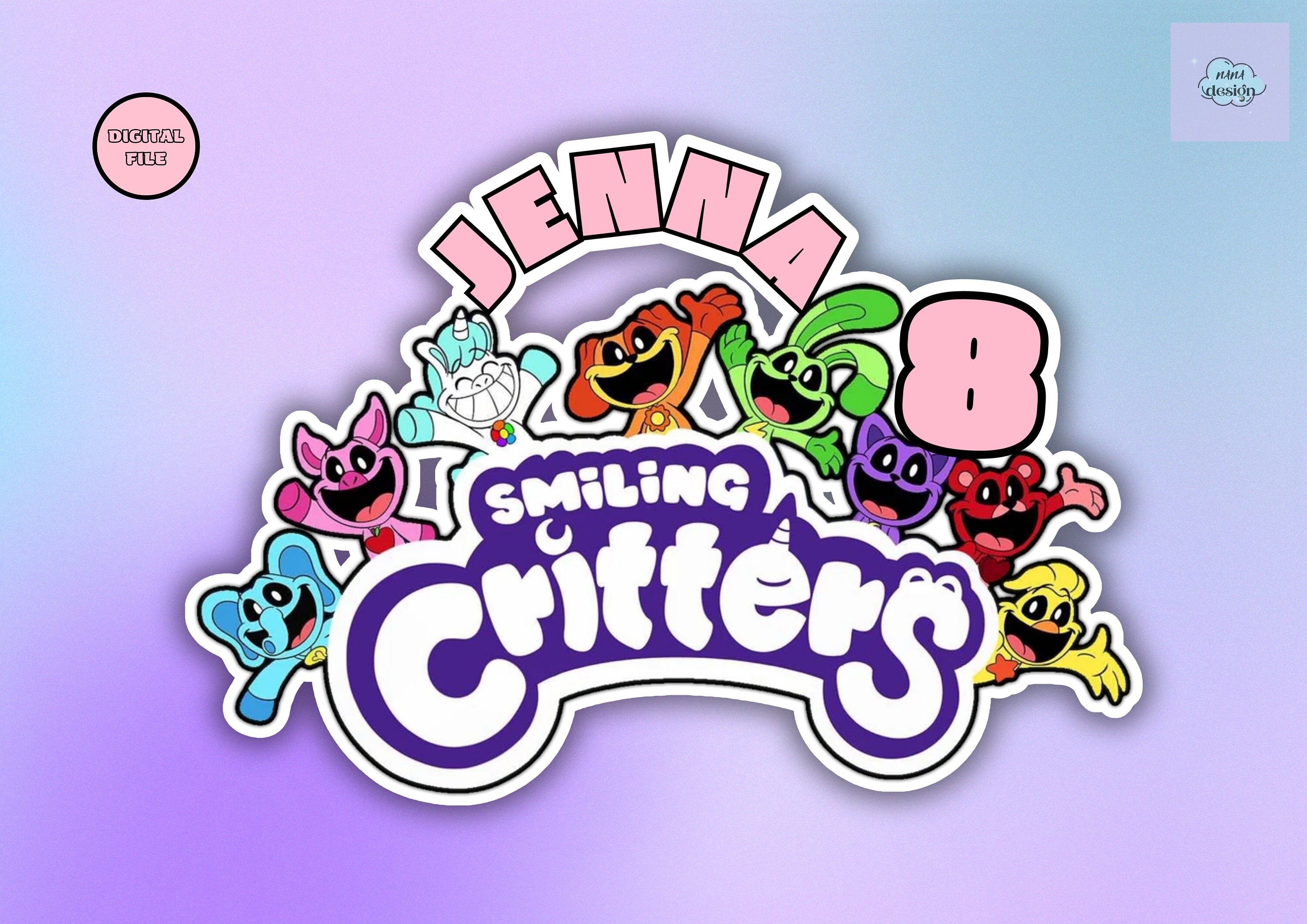 SMILING CRITTERS topper de pastel imprimible Personalizable Tiempo de ...