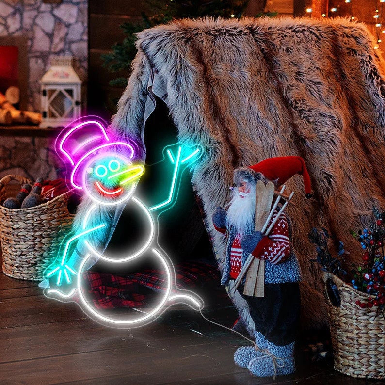 Snowman Christmas Neon Signs, Room Decoration Neon Light, Custom ...